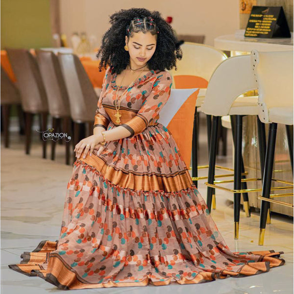 Tewabech Ethiopian Chiffon Kemis - EthiopianClothing.Net