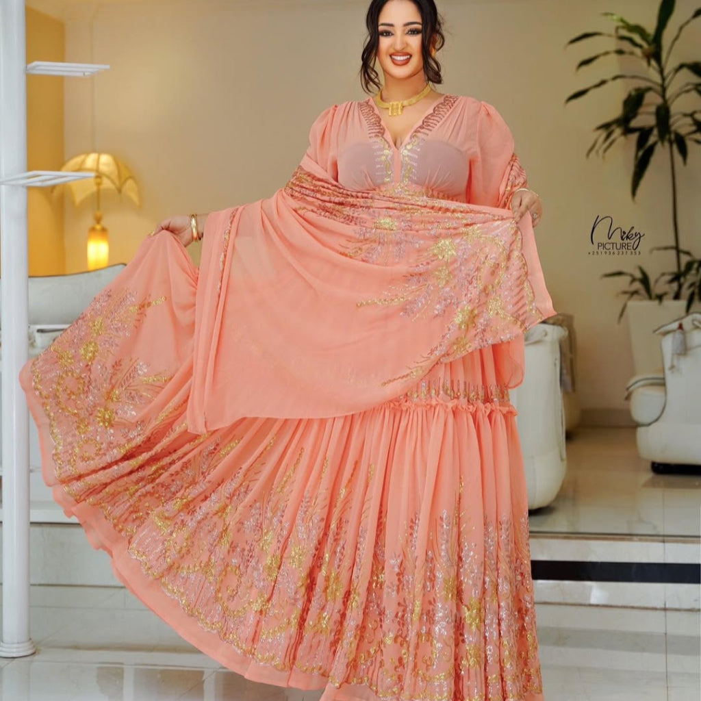 Ethiopian Chiffon dress - EthiopianClothing.Net
