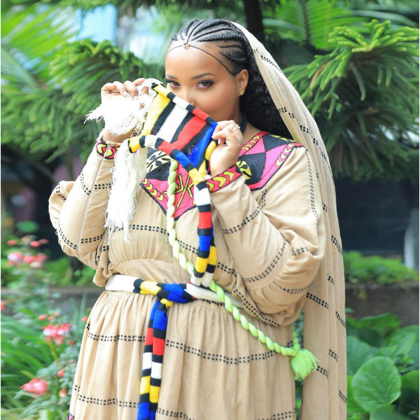 Beige Ashenda dress - EthiopianClothing.Net