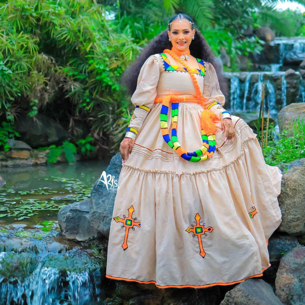 Ashenda Princess Pastel Dress - EthiopianClothing.Net