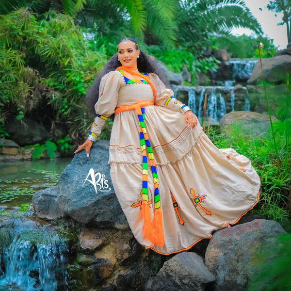 Ashenda Princess Pastel Dress - EthiopianClothing.Net